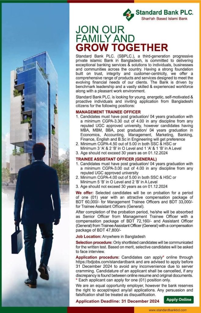 Standard Bank Job Circular 2024 - EXAM SERIOUS